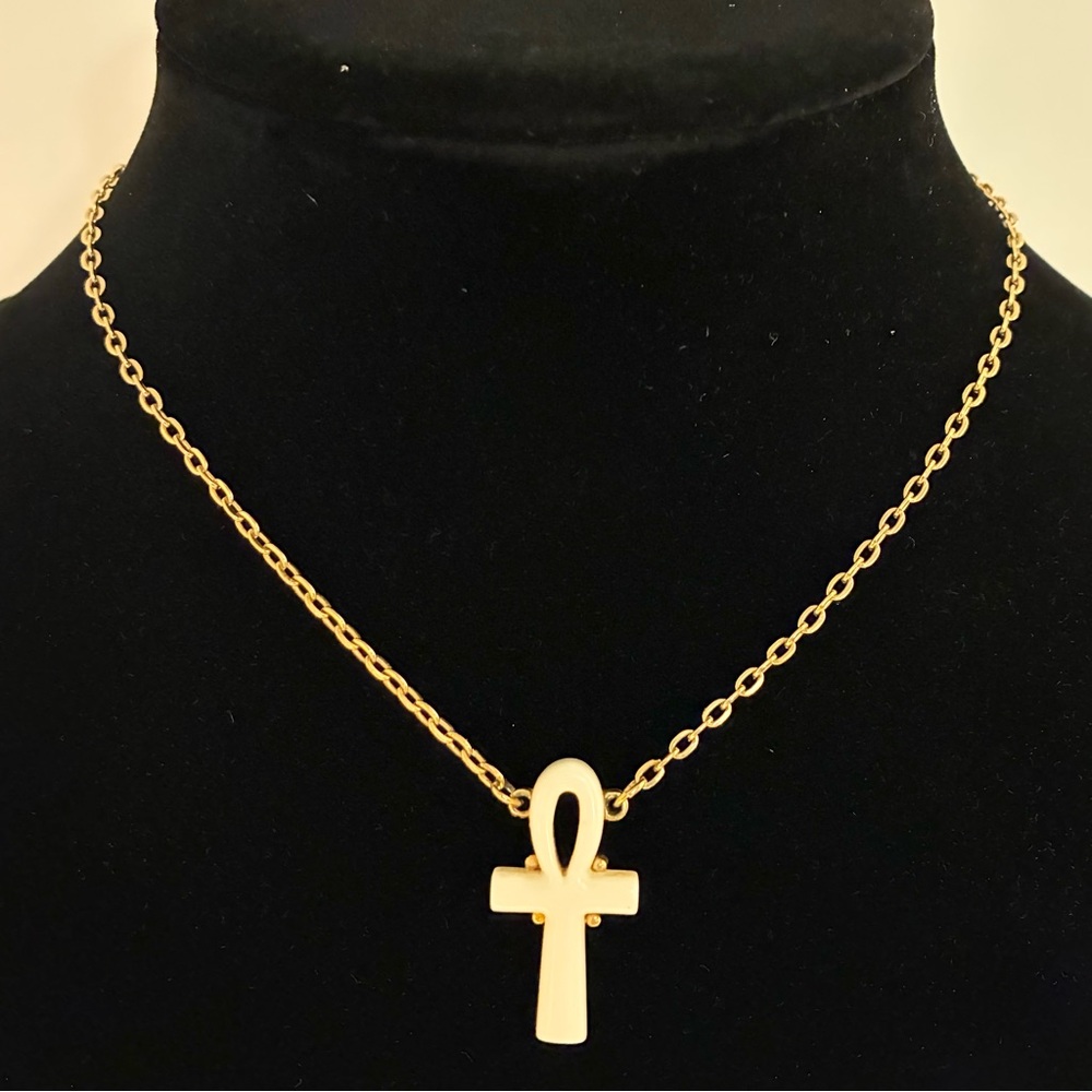 Vintage Crown Trifari Egyptian Ankh Necklace - Gem